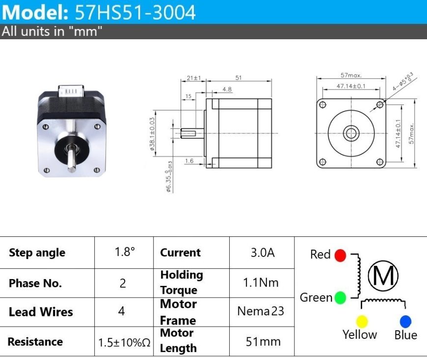 Stepper motor - Nema 23 - 1.1Nm - Isac Advanced Robotics