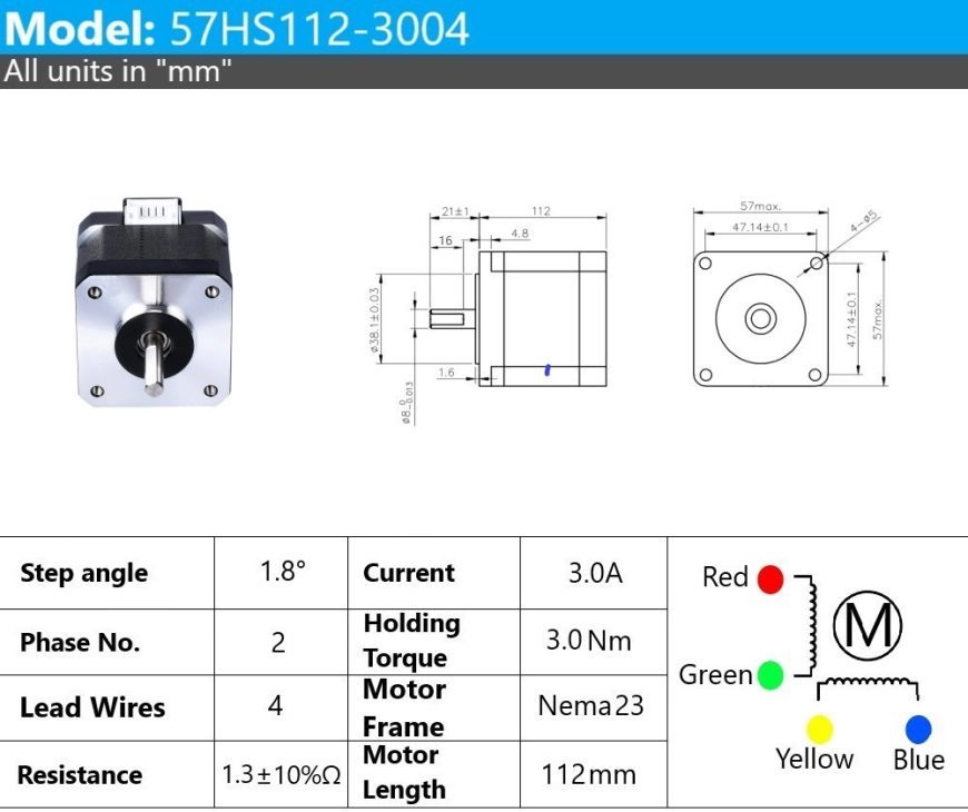 Stepper motor - Nema 23 - 3.0Nm - Isac Advanced Robotics